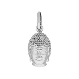 Ketten-Anhänger Vivance "925/- Sterling Silber rhodiniert Buddah-Kopf Zirkonia" Schmuckanhänger Gr. ONE-SIZE, Silber 925 (Sterlingsilber), 3,2 g, weiß (weiß, weiß) Damen