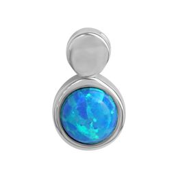 Ketten-Anhänger Vivance "925/- Sterling Silber rhodiniert imit. Opal blau" Schmuckanhänger Gr. ONE-SIZE, Silber 925 (Sterlingsilber), 1,4 g, weiß Damen