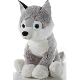 Kuscheltier Heunec "Husky XL" Plüschfiguren grau (grau, weiß) Kinder sitzend