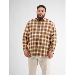 Karohemd Lerros "Lerros mit Fischgratstruktur" Gr. 4XL, braun (hazel brown) Herren Hemden