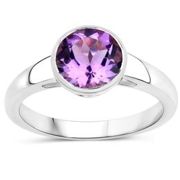 Fingerring VIRA JEWELS "925-Sterling Silber rhodiniert Glänzend Amethyst lila" Fingerringe Gr. 018 (57,0), 1,71 ct, Silber 925 (Sterlingsilber), weiß (weiß + lila) Damen