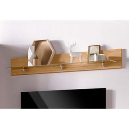 Wandboard Home Affaire "Denis" Regale Gr. B/H/T: 140 cm x 20 cm x 17 cm, braun (eichefarben) mit Glasboden