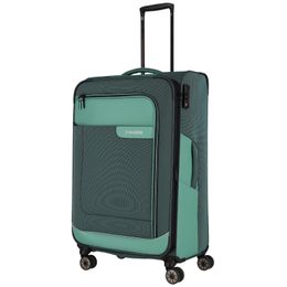 Weichgepäck-Trolley Travelite "VIIA L" Gr. B/H/T: 44cm x 77cm x 30cm 91 l, braun (eukalyptus) Koffer Reisegepäck Trolley groß Weichschallenkoffer TSA Schloss