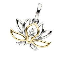 Ketten-Anhänger Jobo "Anhänger Seerose" Schmuckanhänger Gr. Silber 925 (Sterlingsilber), goldfarben (goldfarben, weiß) Damen 925 Silber bicolor vergoldet mit Zirkonia