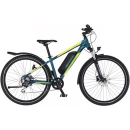 FISCHER BIKE E-Bike FISCHER FAHRRAD "TERRA 2.1 422" E-Bikes Gr. 38cm, 27,5 Zoll (69,85cm), blau (grün glanz) Pedelec, Elektrofahrrad für Damen u. Herren