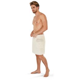 Möve Kilt MÖVE "Wellness" Hausmäntel Gr. Länge: 50 cm, beige (creme) mit Druckknöpfen