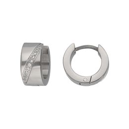 Paar Creolen TITANIA "elegant design", grau (titanfarben), Ohrringe, Damen, Titan