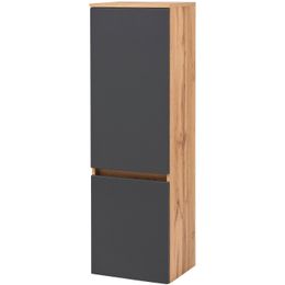 Midischrank Welltime "Kaunas" Schränke Gr. B/H/T: 40 cm x 130 cm x 35 cm, 2 St., grau (matt grau, wotaneiche) Bad-Midischrank 40 cm breit, Soft-Close-Funktion