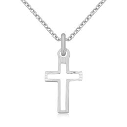 Kette mit Anhänger Firetti "Schmuck Geschenk Silber 925 Halsschmuck Halskette Ankerkette Kreuz" Halsketten Gr. Silber 925 (Sterlingsilber), L: 45cm, silberfarben Damen