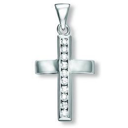 Ketten-Anhänger ONE ELEMENT "Zirkonia Kreuz Anhänger aus 925 Silber" Schmuckanhänger Gr. Silber 925 (Sterlingsilber), silberfarben (silber) Damen Silber Schmuck