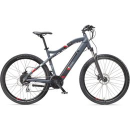 E-Bike Telefunken "Aufsteiger M922" E-Bikes Gr. 48 cm, 27,5 Zoll (69,85 cm), grau (graphit, grau) Pedelec, Elektrofahrrad für Damen u. Herren, MTB