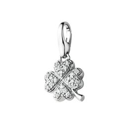 Charm-Einhänger Giorgio Martello MILANO "Kleeblatt mit Zirkonia, Silber 925" Charms silberfarben (silber) Damen