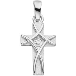 Ketten-Anhänger Jobo "Anhänger Kreuz" Schmuckanhänger Gr. Silber 925 (Sterlingsilber), silberfarben (silber 925, weiß) Damen 925 Silber mit Zirkonia