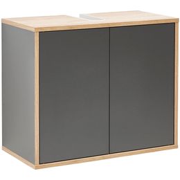 Waschbeckenunterschrank Fackelmann "Finn" Schränke Gr. B/H/T: 60cm x 50cm x 30,5cm, 2 St., grau (ast-eiche/ anthrazit) Badmöbel Badmöbel, Badschrank