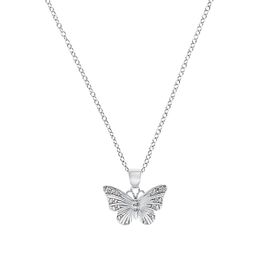 Kette mit Anhänger Amor "Schmetterling, 2031779" Halsketten Gr. Silber 925 (Sterlingsilber), Länge: 45 cm Breite: 1,2 mm, bunt (silberfarben, weiß) Damen mit Zirkonia (synth.)