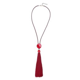 Lange Kette Collezione Alessandro "Pya" Gr. one size, Textil, rot Damen Halsketten mit hochwertigem schimmernden Kunststoffelement