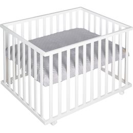 Laufgitter Roba "Style weiß, 75x100 cm", Baby, weiß (weiß, silbergrau), Laufställe, mit Laufgittereinlage silbergrau