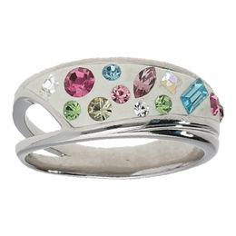 Silberring Smart Jewel "mit Kristallsteinen, Silber 925" Fingerringe Gr. 58, Silber 925 (Sterlingsilber), bunt Damen