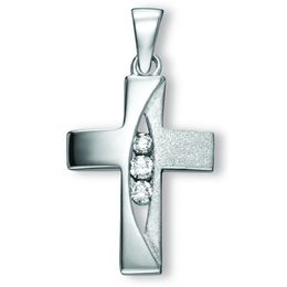 Ketten-Anhänger ONE ELEMENT "Zirkonia Kreuz Anhänger aus 925 Silber" Schmuckanhänger Gr. Silber 925 (Sterlingsilber), silberfarben (silber) Damen Silber Schmuck