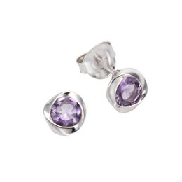 Paar Ohrstecker ZEEme "Silber 925 rhodiniert mit echtem Amethyst" Ohrringe Gr. ONE-SIZE, Silber 925 (Sterlingsilber), weiß (weiß + lila) Damen