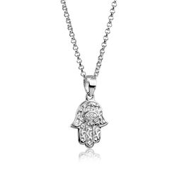 Kette mit Anhänger NENALINA "Hamsa Hand Symbol Ornament 925 Silber" Halsketten Gr. 45, ohne Stein, Silber 925 (Sterlingsilber), L: 45cm, silberfarben (silber) Damen