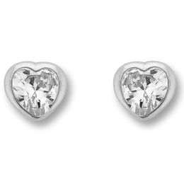 Paar Ohrhänger ONE ELEMENT "Zirkonia Herz Ohrringe Ohrstecker aus 925 Silber" Gr. Damen, Silber 925 (Sterlingsilber), silberfarben (silber) Damen Silber Schmuck Herz