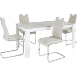 Essgruppe HOMEXPERTS "Zabona" Sitzmöbel-Sets beige 4 Stühle und 1 Tisch