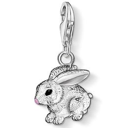 Charm-Einhänger Thomas Sabo "Hase, 0819-007-12" Charms rosa (silberfarben-schwarz-rosa) Damen