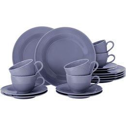 Kaffeeservice Seltmann Weiden "Geschirr-Set, 18 Teile, Beat" Geschirr-Sets Gr. 18 tlg., blau (blau, lila) mit Relief, Made in Germany