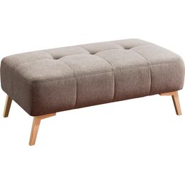 Hocker exxpo - SOFA FASHION Gr. B/H/T: 78cm x 47cm x 122cm, Webstoff, grau (taupe) Fußhocker im skandinavischen Design mit Steppung und Holzfüßen