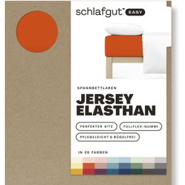 Spannbettlaken Schlafgut "EASY Jersey Elasthan" Laken Gr. B/L: 180-200cm x 200-220cm, Jersey, 180-200x200-220cm 30cm, rot (rot mid) MADE IN GREEN by OEKO-TEX