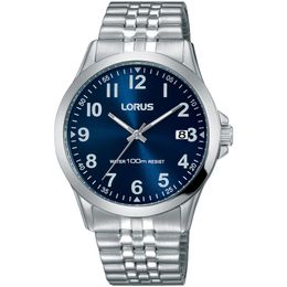 Quarzuhr Lorus Armbanduhren silberfarben (silberfarben-blau) Damen Armbanduhr, Herrenuhr, Damenuhr, Datum, Edelstahlarmband