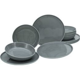 Tafelservice Creatable "Teller Set, Geschirr-Set Chef Collection" Geschirr-Sets Gr. 12 tlg., grau Suppenteller, Speiseteller, nordisches Design, 12 Teile für 6 Personen