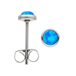 Paar Ohrstecker Jobo "Ohrringe 5 mm" Ohrringe Gr. Edelstahl, silberfarben (edelstahlfarben) Damen Edelstahl mit synthetischem Opal blau