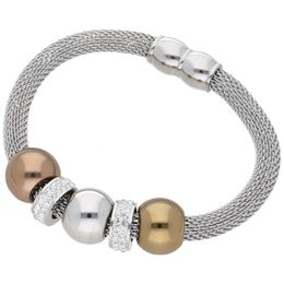 Armband Jacques Charrel "mit Kristallsteinen, tricolor, Edelstahl" Gr. 20cm, Edelstahl, rosegold (silber, rosé vergoldet, silber vergoldet) Damen Armbänder