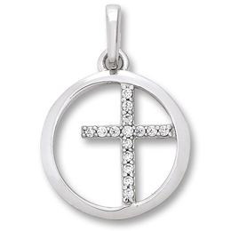 Ketten-Anhänger ONE ELEMENT "Zirkonia Kreuz Anhänger aus 925 Silber" Schmuckanhänger Gr. Damen, Silber 925 (Sterlingsilber), silberfarben (silber) Damen Silber Schmuck