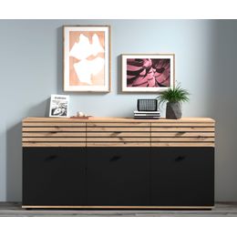 Sideboard Inosign "SOLEA Sideboard" Sideboards Gr. B/H/T: 168 cm x 80 cm x 38 cm, Soft Close, 3 St., schwarz (braun, schwarz) Kommode, Breite 168 cm