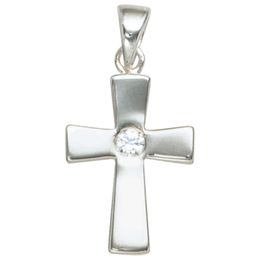 Kreuz-Anhänger Jobo "Anhänger Kreuz" Schmuckanhänger Gr. Silber 925 (Sterlingsilber), silberfarben (silber 925) Damen 925 Silber mit Zirkonia