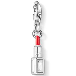 Charm-Einhänger Thomas Sabo "Roter Lippenstift, 1801-041-27" Charms bunt (silberfarben-weiß-rot + weiß) Damen mit Zirkonia (synth.)