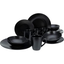 Kombiservice Creatable "Geschirr-Set Black Matt" Geschirr-Sets Gr. 16 tlg., schwarz Service, schwarz, trendige Coupeform, 16 Teile, für 4 Personen