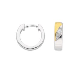 Adelia´s Paar Creolen ADELIA´S "925 Silber Ohrringe mit Zirkonia Ø 13,4 mm" Gr. Damen, Silber 925 (Sterlingsilber), silberfarben (silber) Damen mit Zirkonia Silberschmuck für