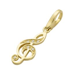 Charm-Einhänger Giorgio Martello MILANO "Notenschlüssel mit Zirkonia, Silber 925" Charms goldfarben (gold) Damen