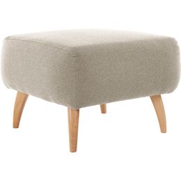 Hocker Home Affaire "Baggio" Gr. B/H/T: 63 cm x 45 cm x 63 cm, Struktur fein, grau (taupe) mit Holzfüßen