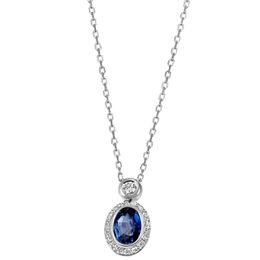 Kette mit Anhänger Firetti "Schmuck Geschenk Silber 925 Halsschmuck Halskette Ankerkette" Halsketten Gr. Silber 925 (Sterlingsilber), Länge: 45 cm, blau (silberfarben, blau, kristallweiß) Damen mit Zirkonia (synth.)