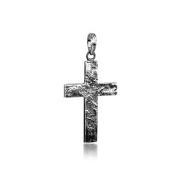 Ketten-Anhänger Kuzzoi "Herren Kreuz Matt Gehämmert 925 Silber" Schmuckanhänger Gr. OneSize, ohne Stein, Silber 925 (Sterlingsilber), schwarz (schwarz + schwarz) Herren