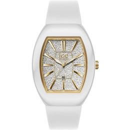 Ice Watch Quarzuhr ICE-WATCH "ICE boliday - Dome Small 3D + Date" Armbanduhren weiß, goldfarben Damen Armbanduhr, Damenuhr, analog, Silikonarmband, Datum