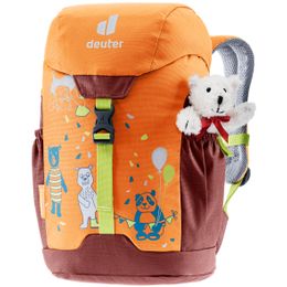 Kinderrucksack Deuter "SCHMUSEBÄR MIT TEDDY 8 L", orange (mandarine, rotwood), Rucksäcke, Kinder, H 33 x B 21 x T 15cm, Polyester