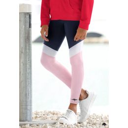 Leggings Kangaroos "mit colorblocking Einsätzen" Gr. 164/170, N-Gr, blau (marine, rosa), Mädchen, Jersey, Obermaterial: 95% Baumwolle, 5% Elasthan, colorblocking, mehrfarbig, Hosen, mit schönen Kontrasteinsätzen