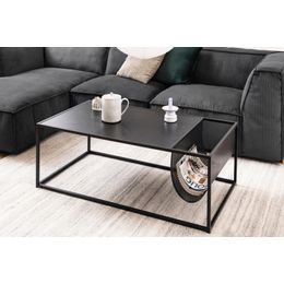 Couchtisch ACTONA GROUP Tische Gr. B/H/T: 110cm x 40cm x 60cm, schwarz (esche schwarz, matt esche schwarz) mit Gestell aus Metall, rechteckige Form, Zeitungsständer Metall