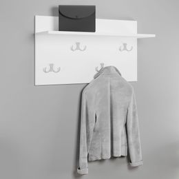 Garderobenpaneel Inosign "Paris", weiß, B:70cm H:40cm T:21,5cm, Garderobenpaneele, Praktische Wandgarderobe mit Doppelhaken (B/T/H): 70/21,5/40 cm